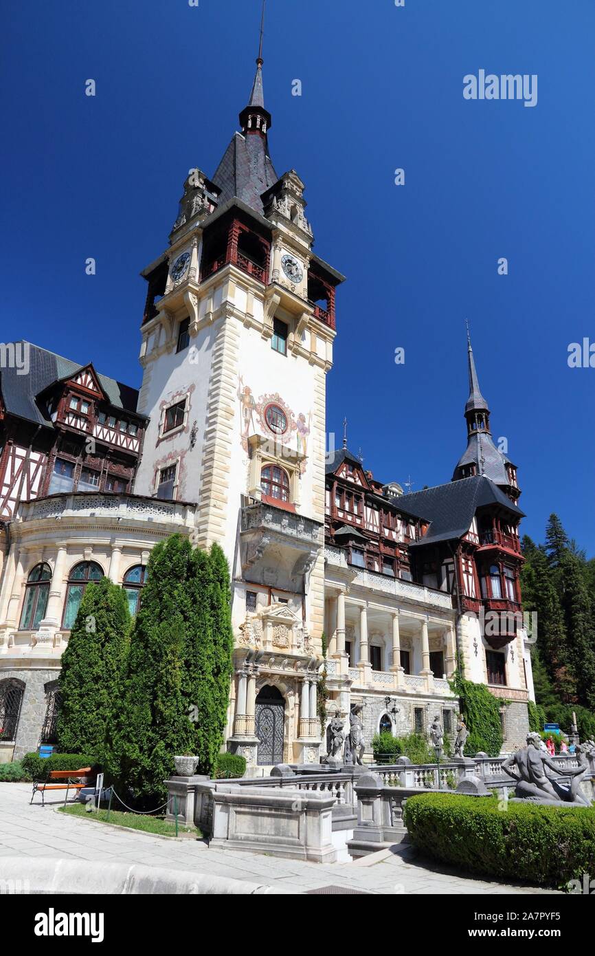 Castle in Romania. Peles Castle is a beautiful Neo-Renaissance landmark ...