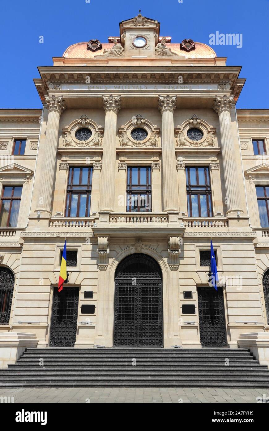 Bucharest landmark - architecture of National Bank of Romania Stock ...