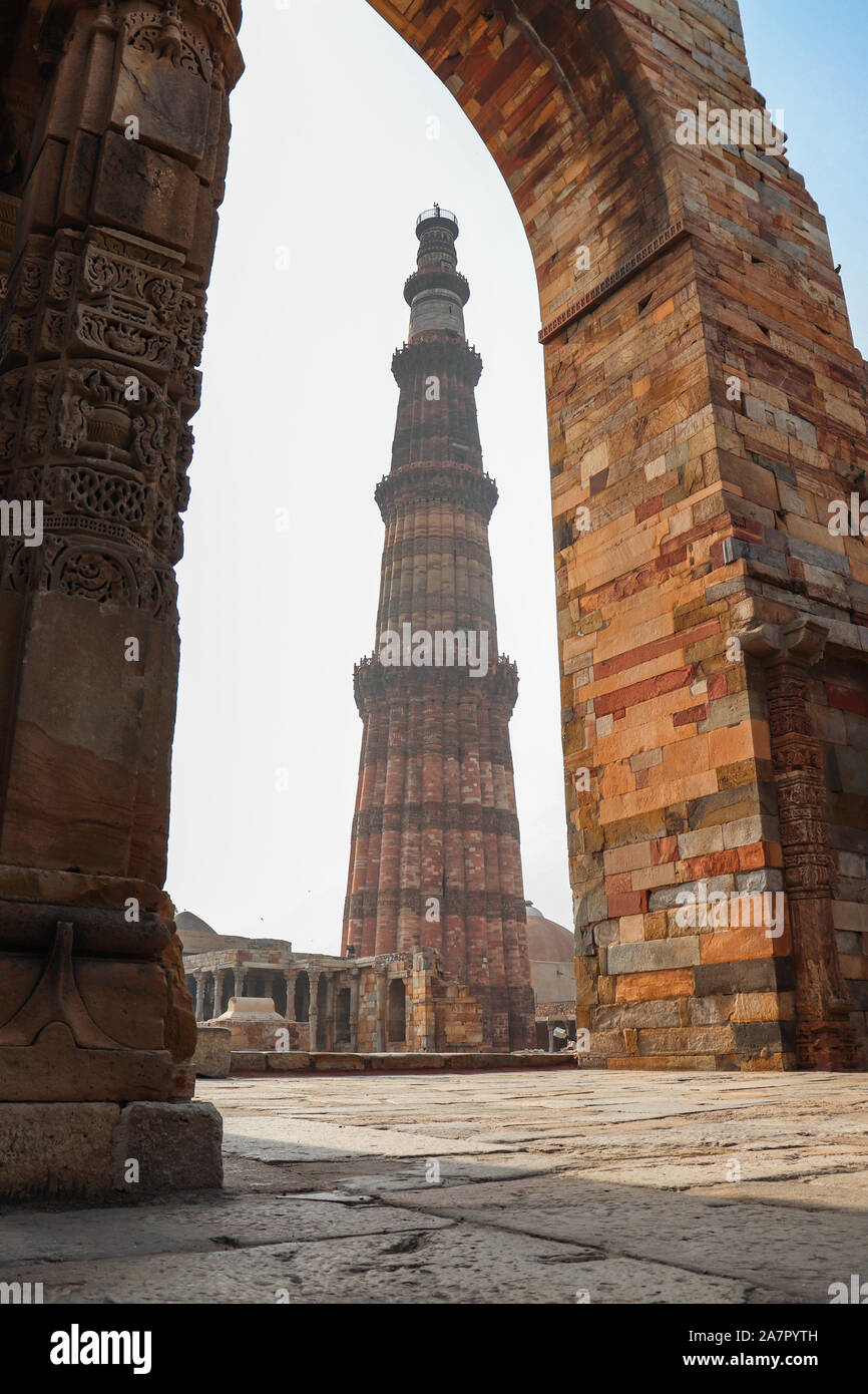 Qutub minar architectural design hi-res stock photography and images ...