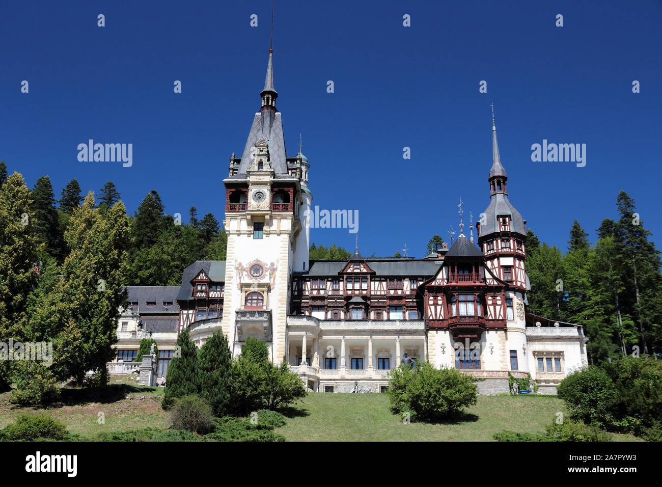 Castle in Romania. Peles Castle is a beautiful Neo-Renaissance landmark ...