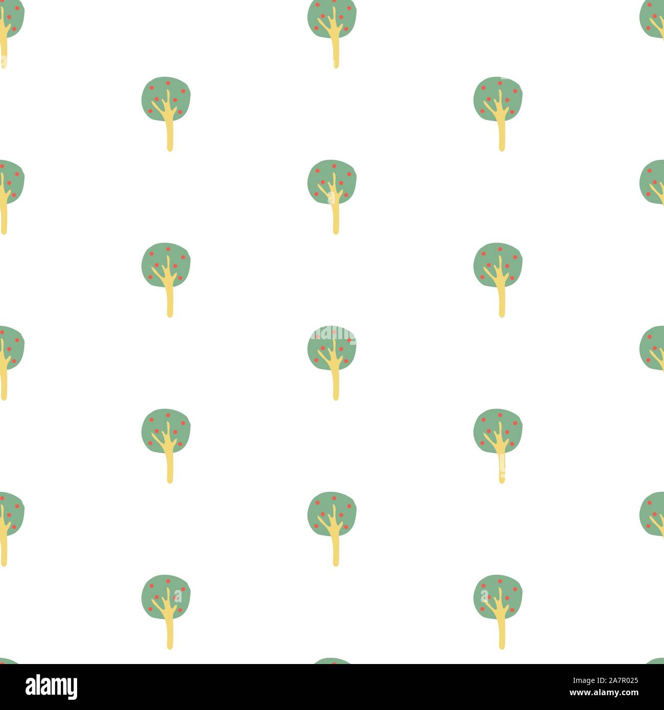 Seamless tree pattern on white background. Vector Illustration Stock ...