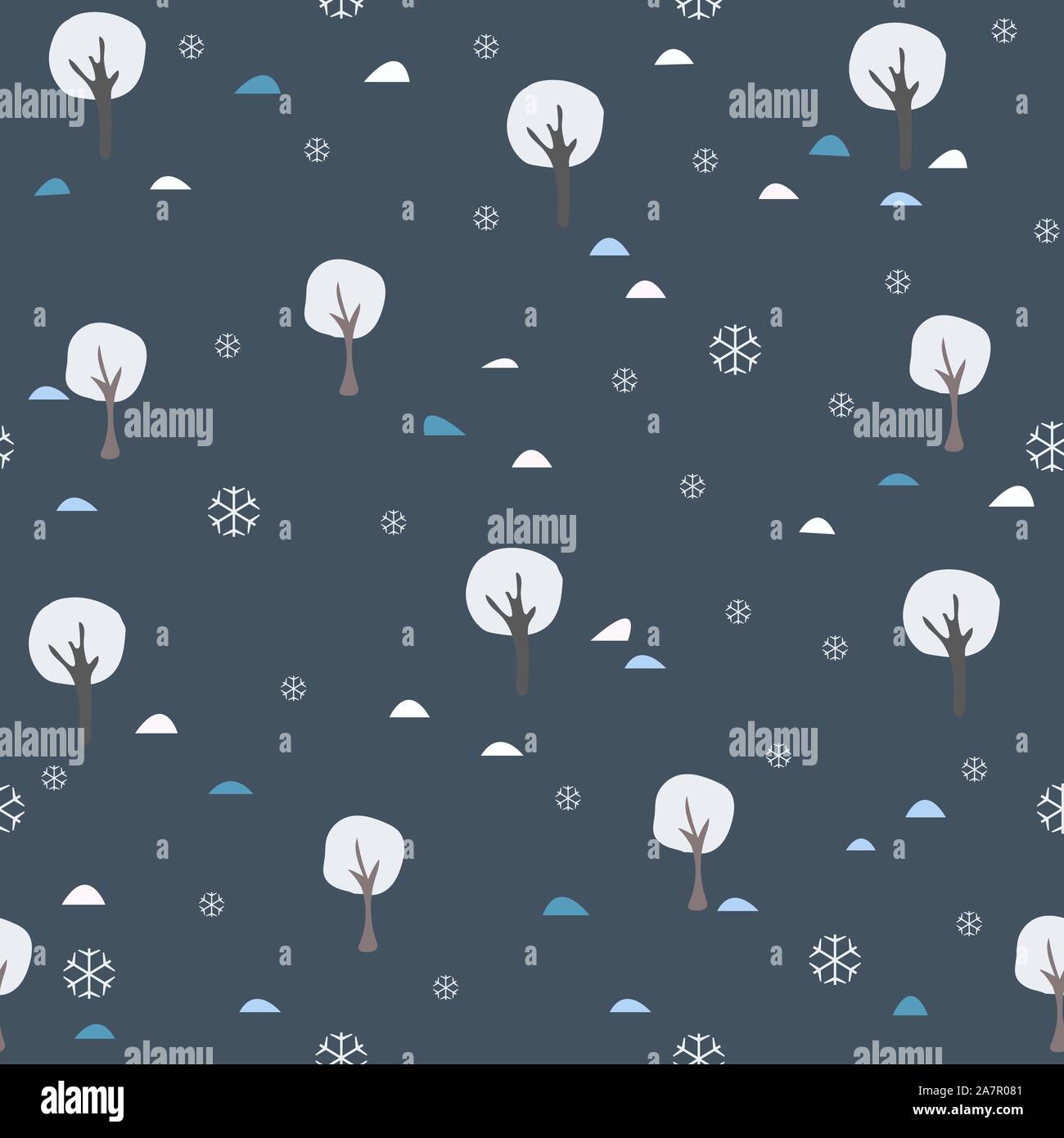 Seamless tree pattern on black background. Vector Illustration Stock ...