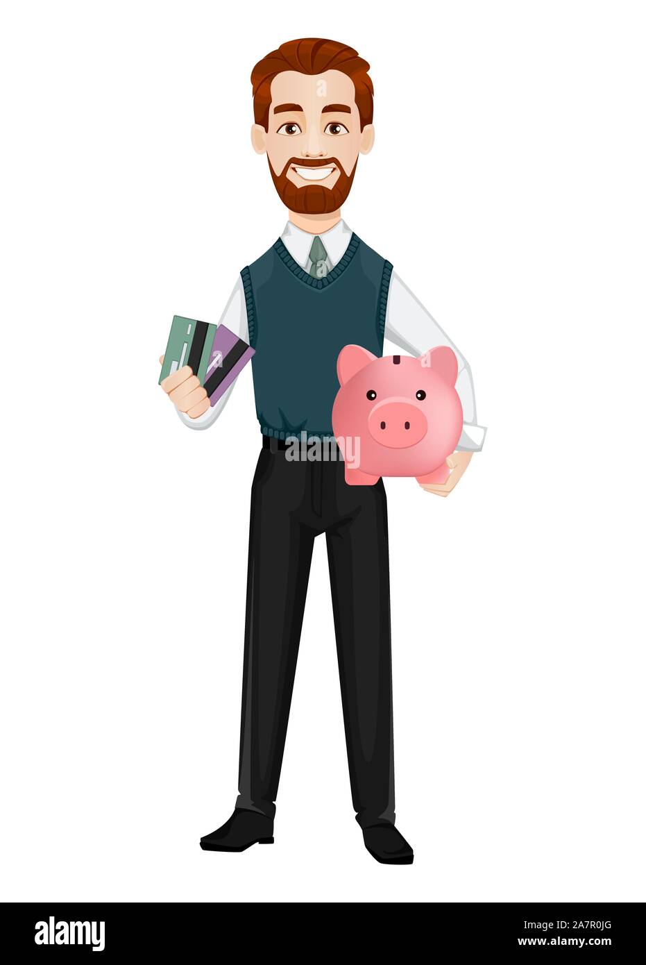 Successful business man. Handsome businessman holding credit cards and ...