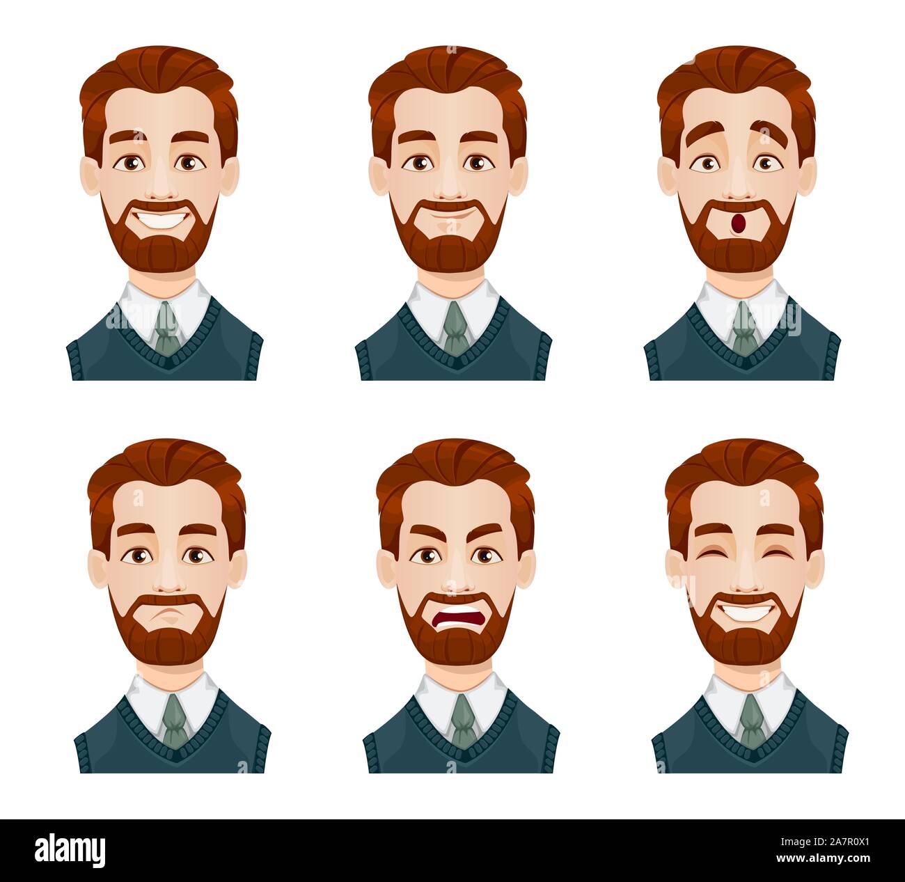 Face expressions of business man. Different male emotions set. Handsome ...