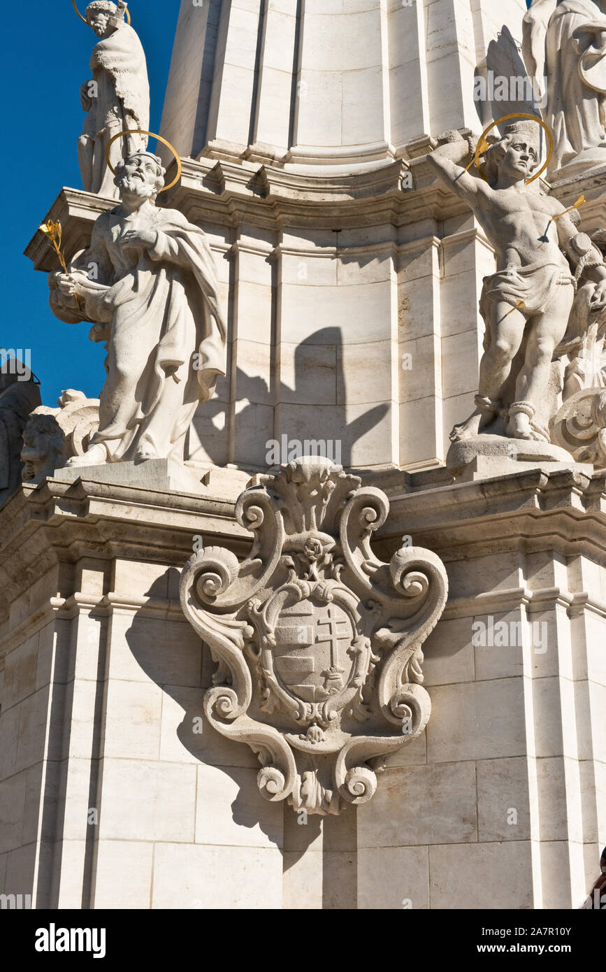 Detail of Trinity Column (Szentháromság oszlop). Trinity Square, Castle ...