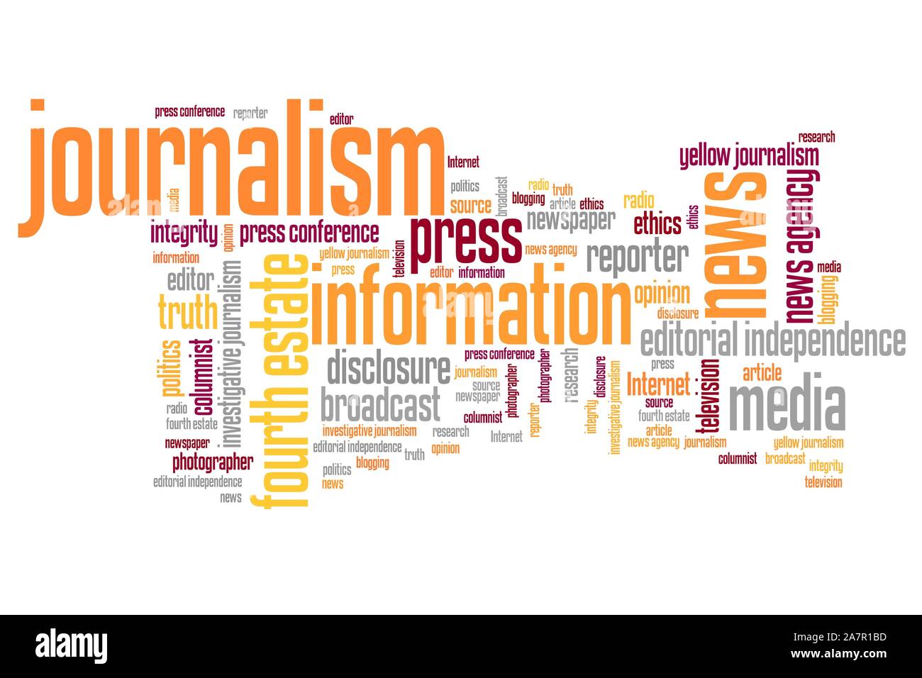 Journalism and press issues and concepts word cloud illustration. Word ...