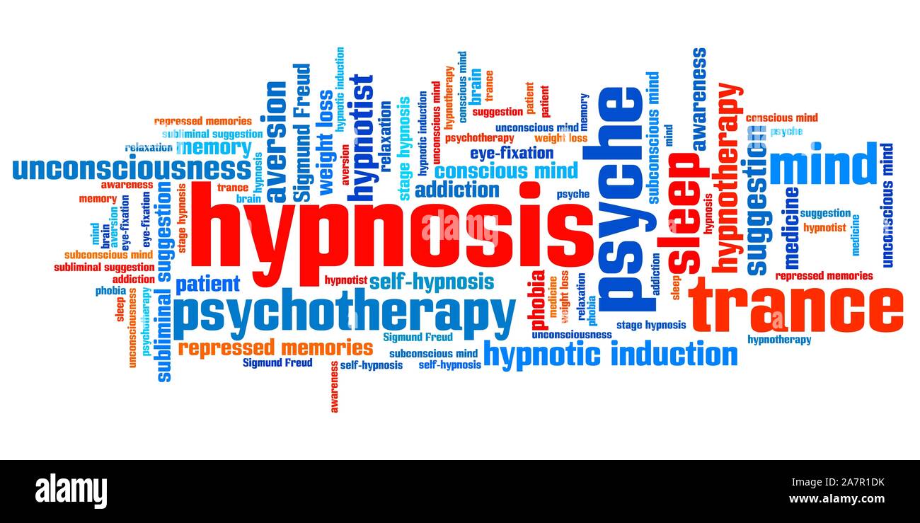 Hypnosis issues and concepts word cloud illustration. Word collage ...