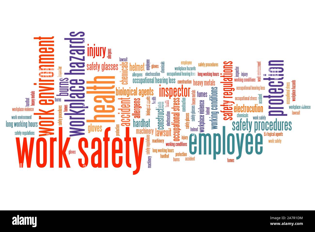 Work safety issues and concepts word cloud illustration. Word collage ...
