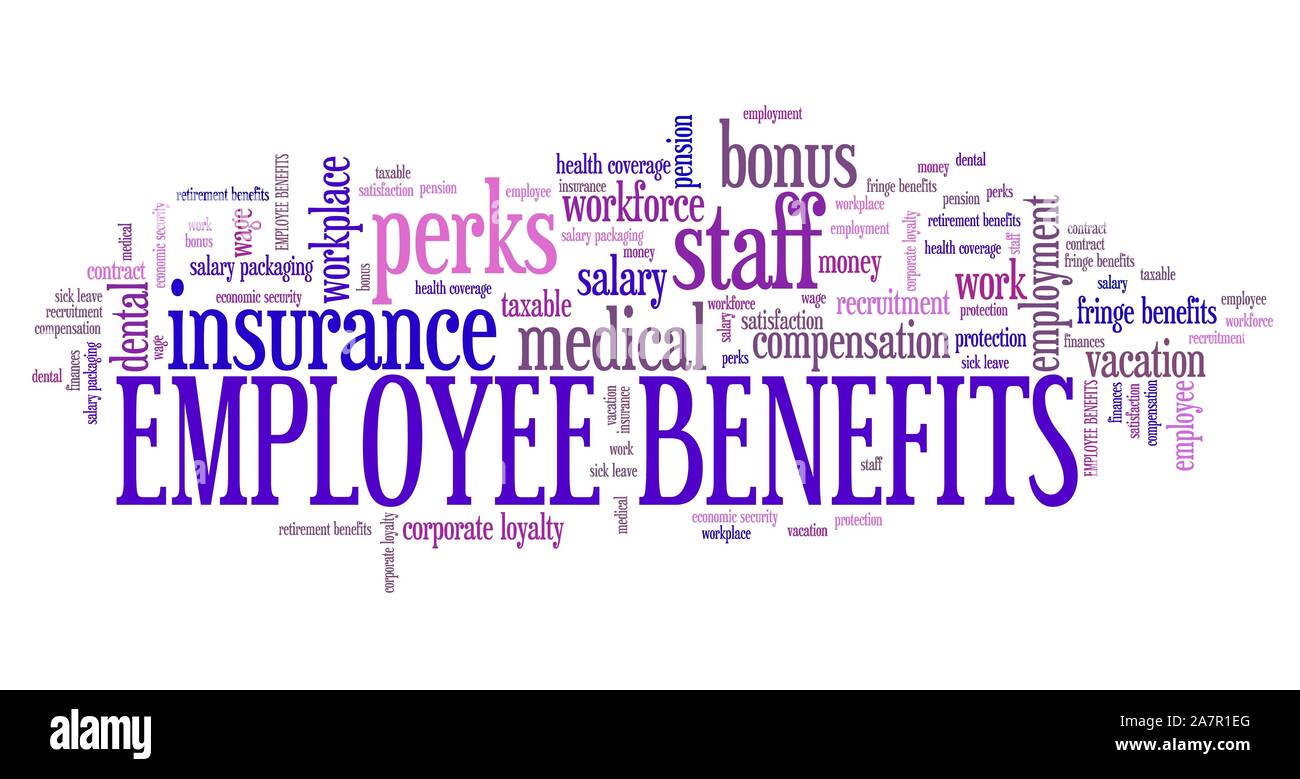 Employee benefits - work place perks. Corporate loyalty word cloud ...