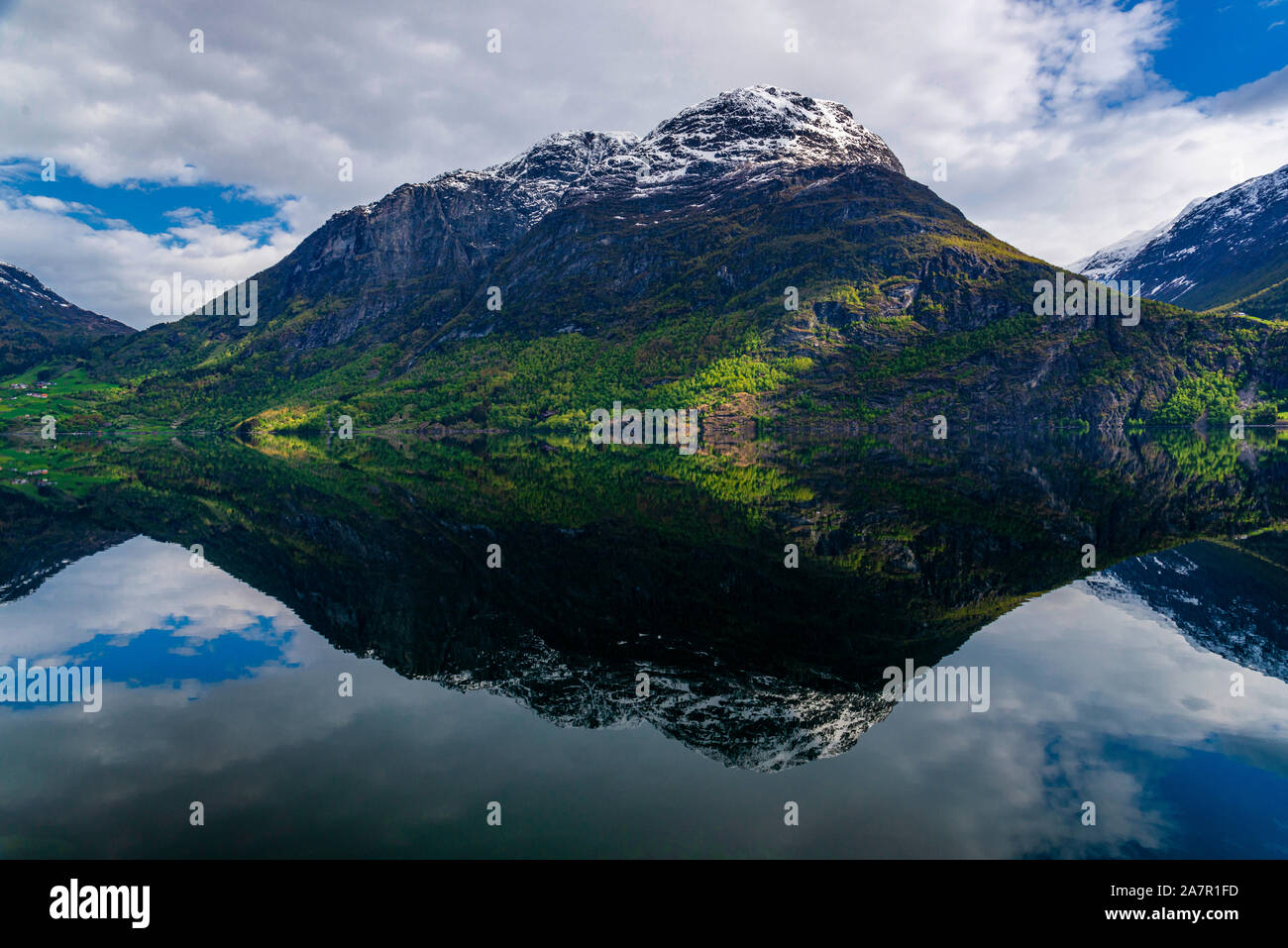 nature scenarios in Saebo, inside the Hjorundfjorden, Norway Stock ...