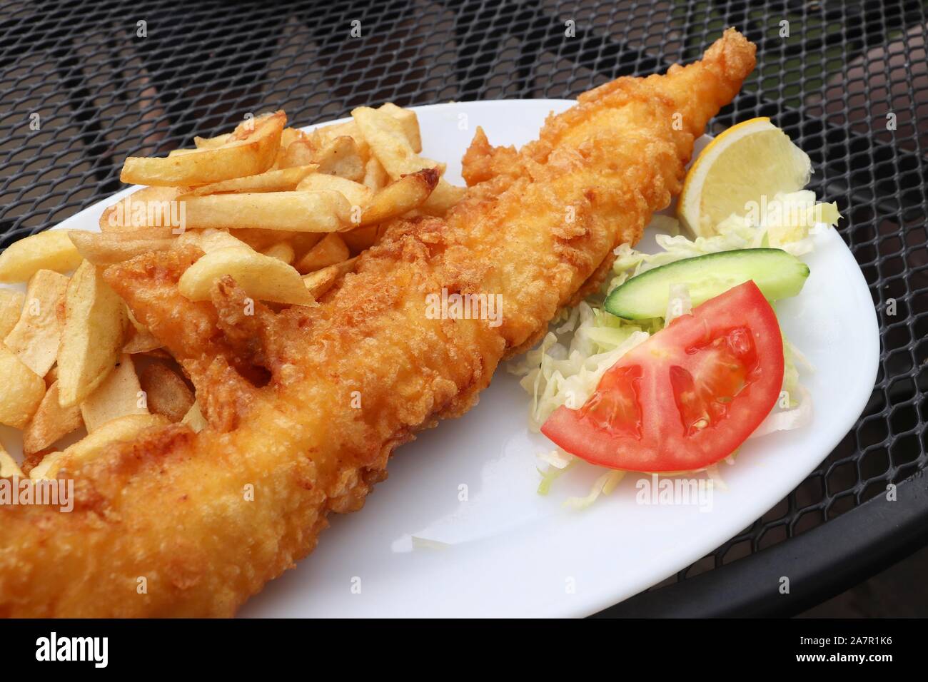 English fish and chips - typical fast food dinner in London Stock Photo ...