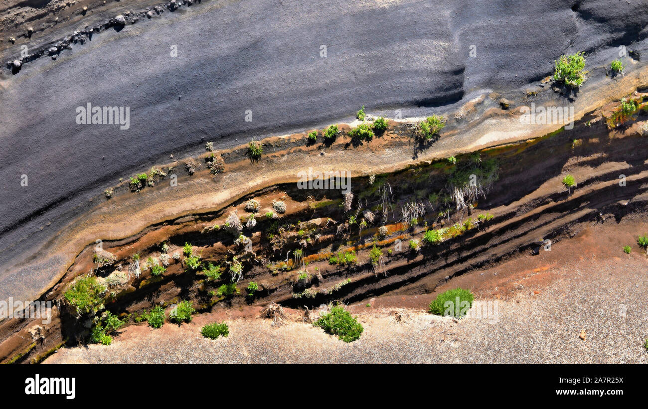Geological formation of several volcanic layers on Tenerife, called La Tarta. Formed by the ...