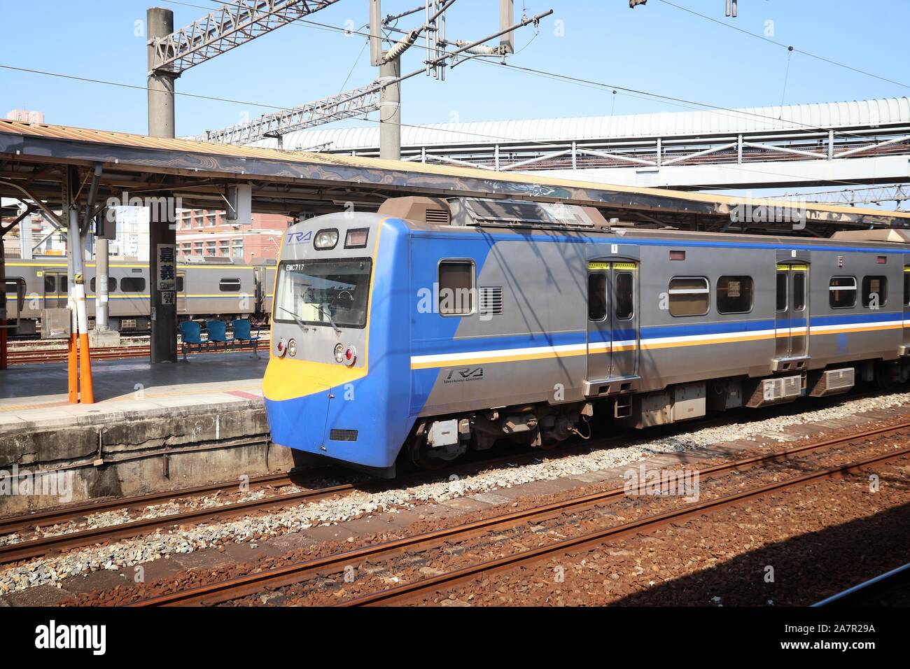 CHIAYI, TAIWAN - DECEMBER 2, 2018: Passenger train of Taiwan Railways ...