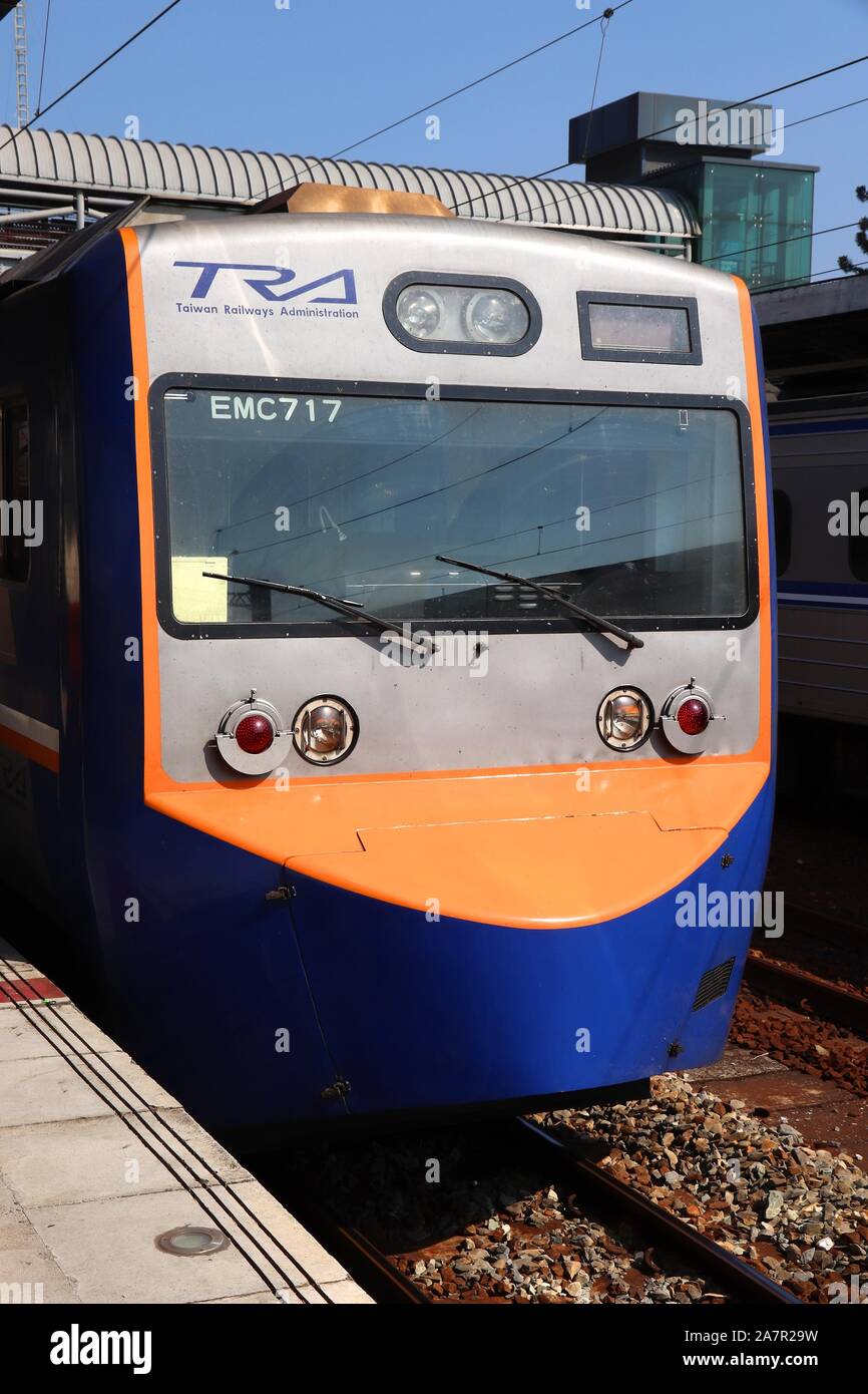 CHIAYI, TAIWAN - DECEMBER 2, 2018: Passenger train of Taiwan Railways ...