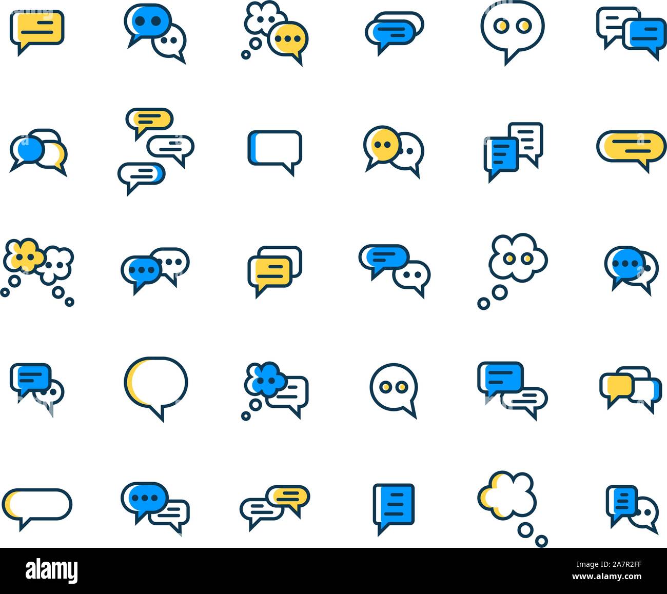 Speech Bubble filled outline icon set. Vector and Illustration Stock ...
