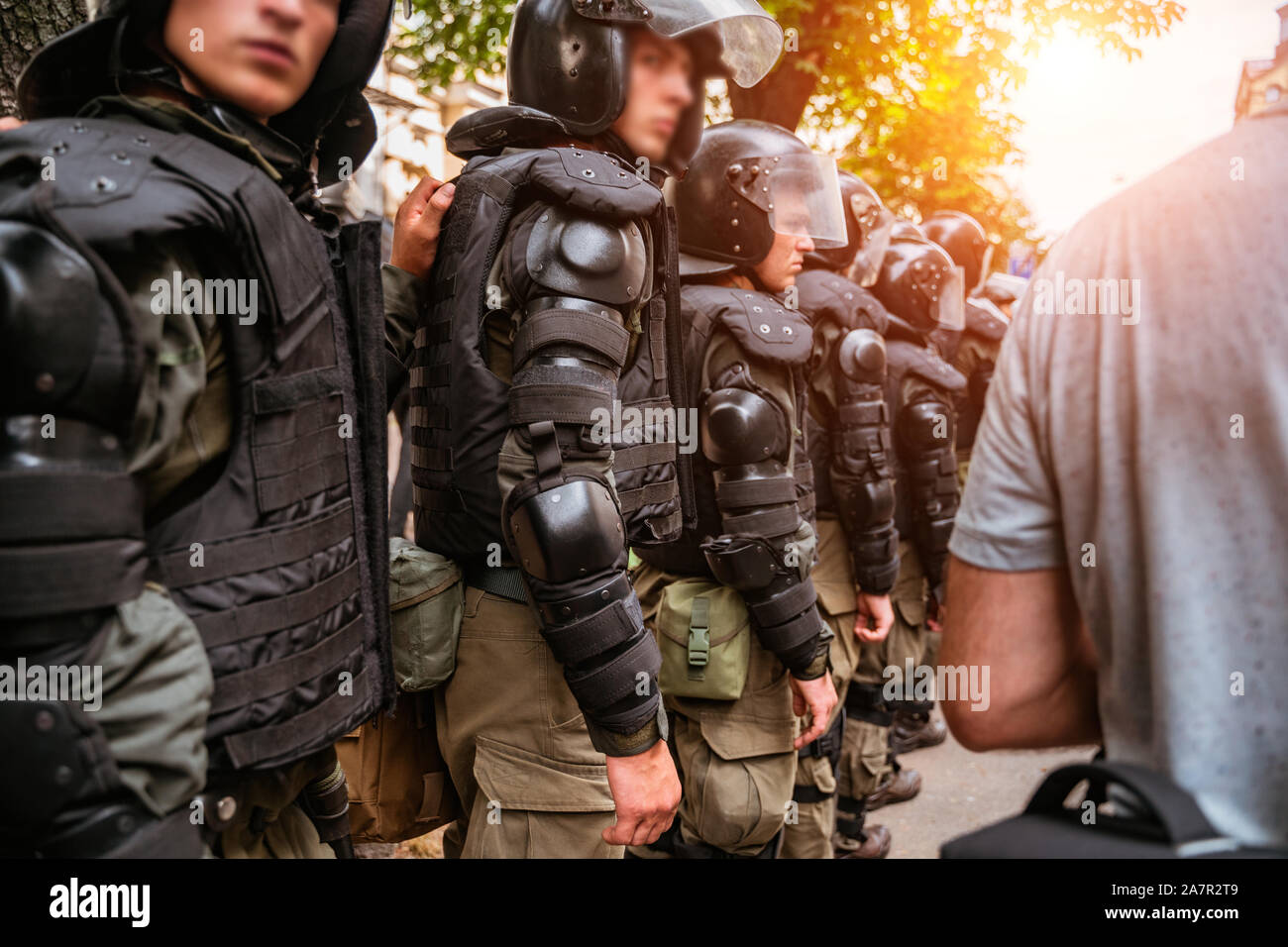 Police force to maintain order in the area during the rally Stock Photo ...