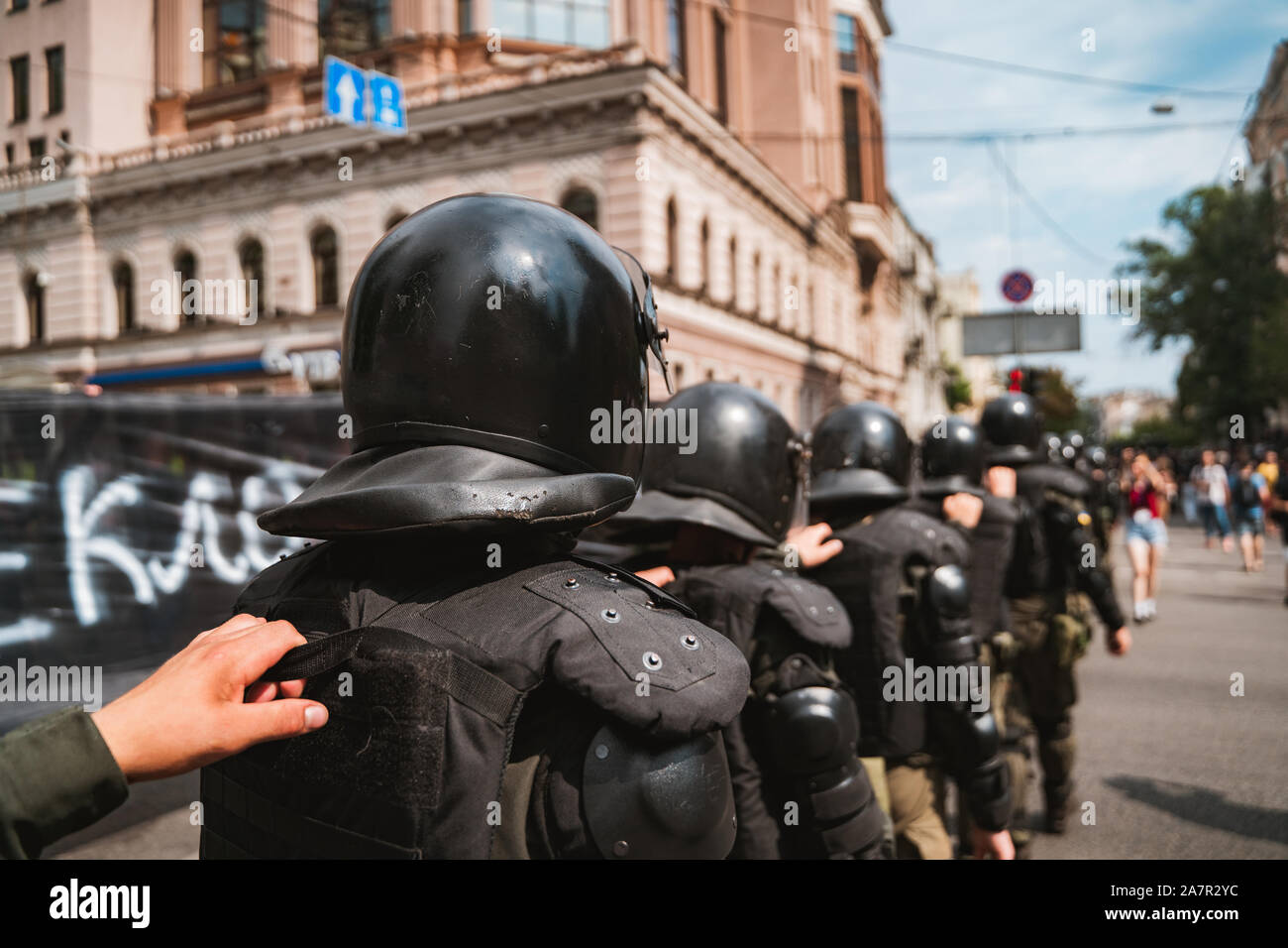 Police force to maintain order in the area during the rally Stock Photo ...