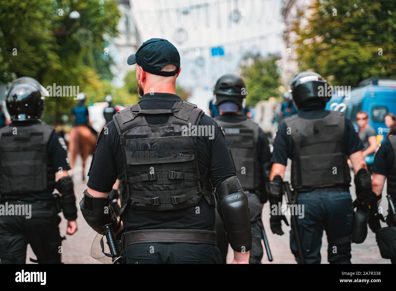 Police force to maintain order in the area during the rally Stock Photo ...