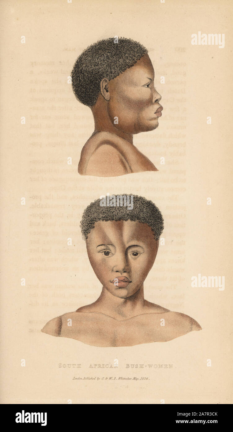 San women of South Africa (Bush women). Handcoloured copperplate ...