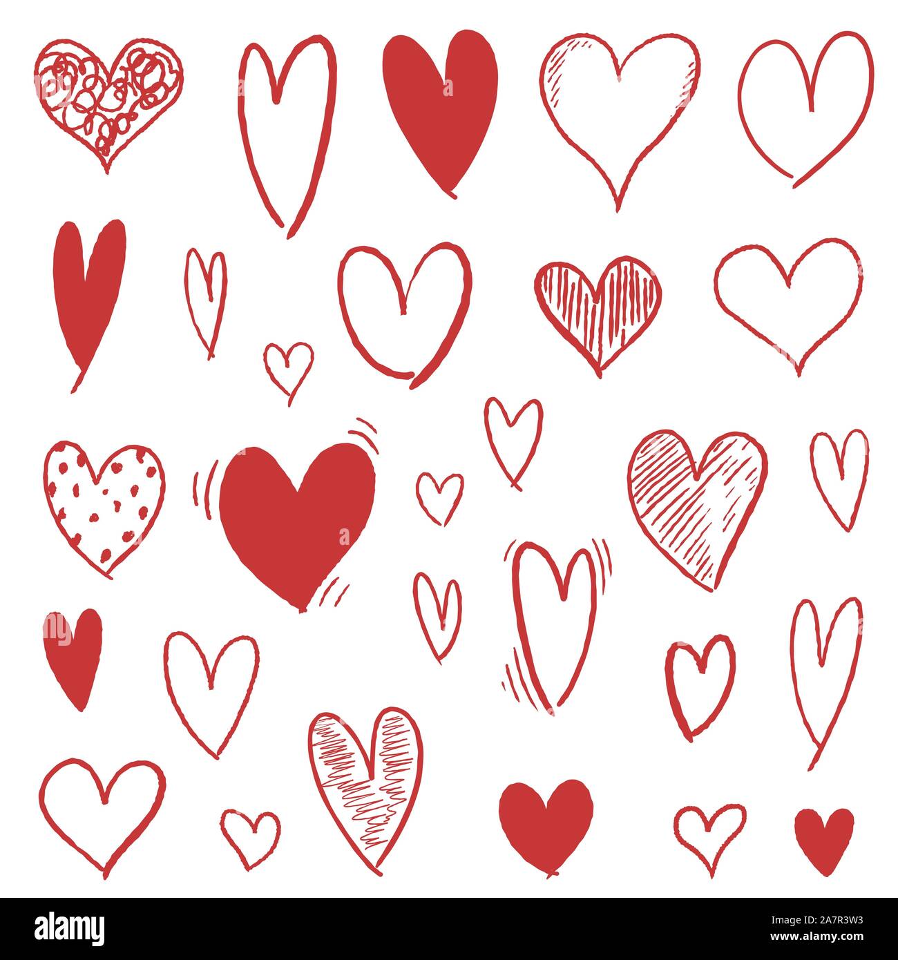Heart icon set - doodle vector heart shapes collection Stock Vector ...