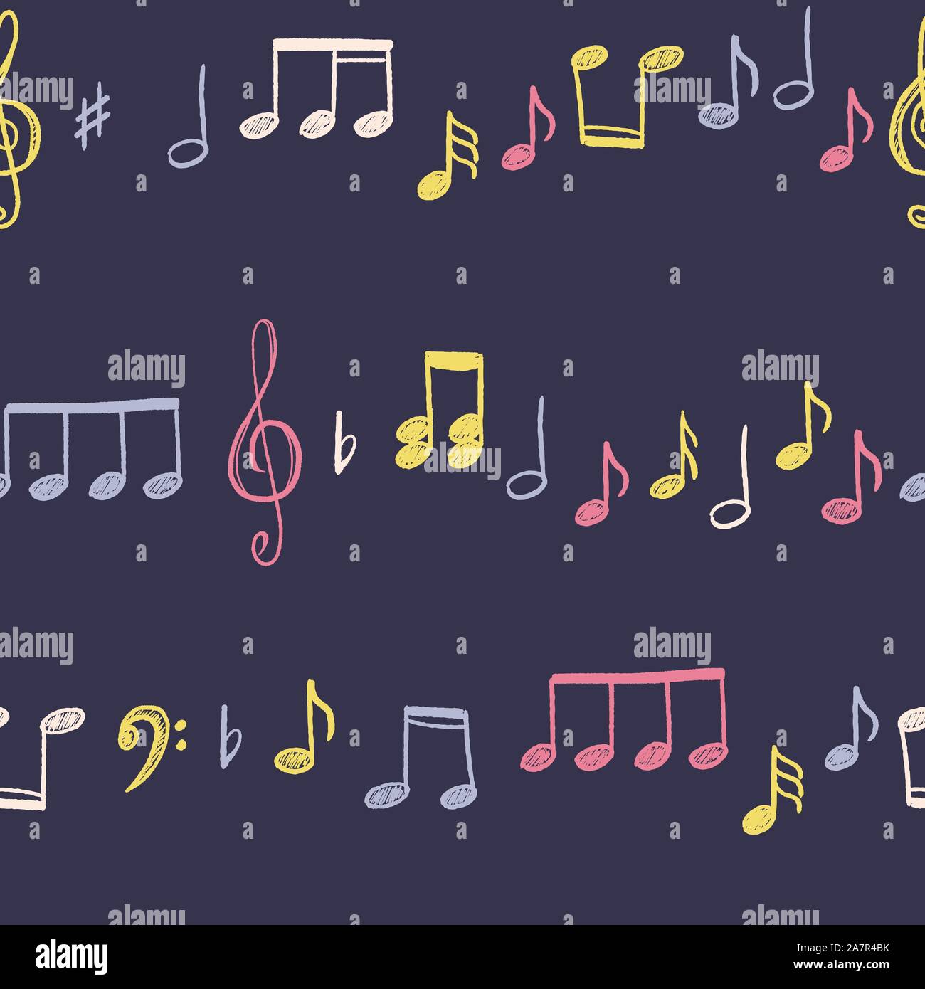 Music notes and clefs seamless pattern - vector colorful musical ...