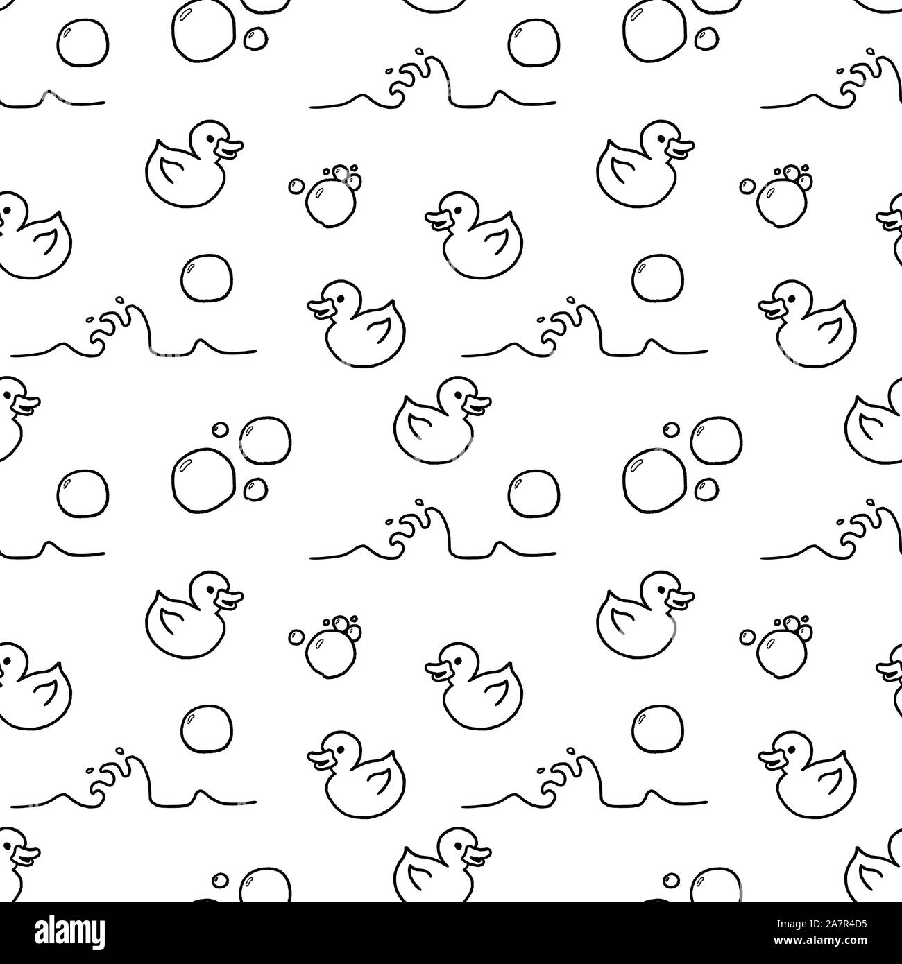 Rubber ducky bath toy. Doodle style seamless texture Stock Vector Image ...