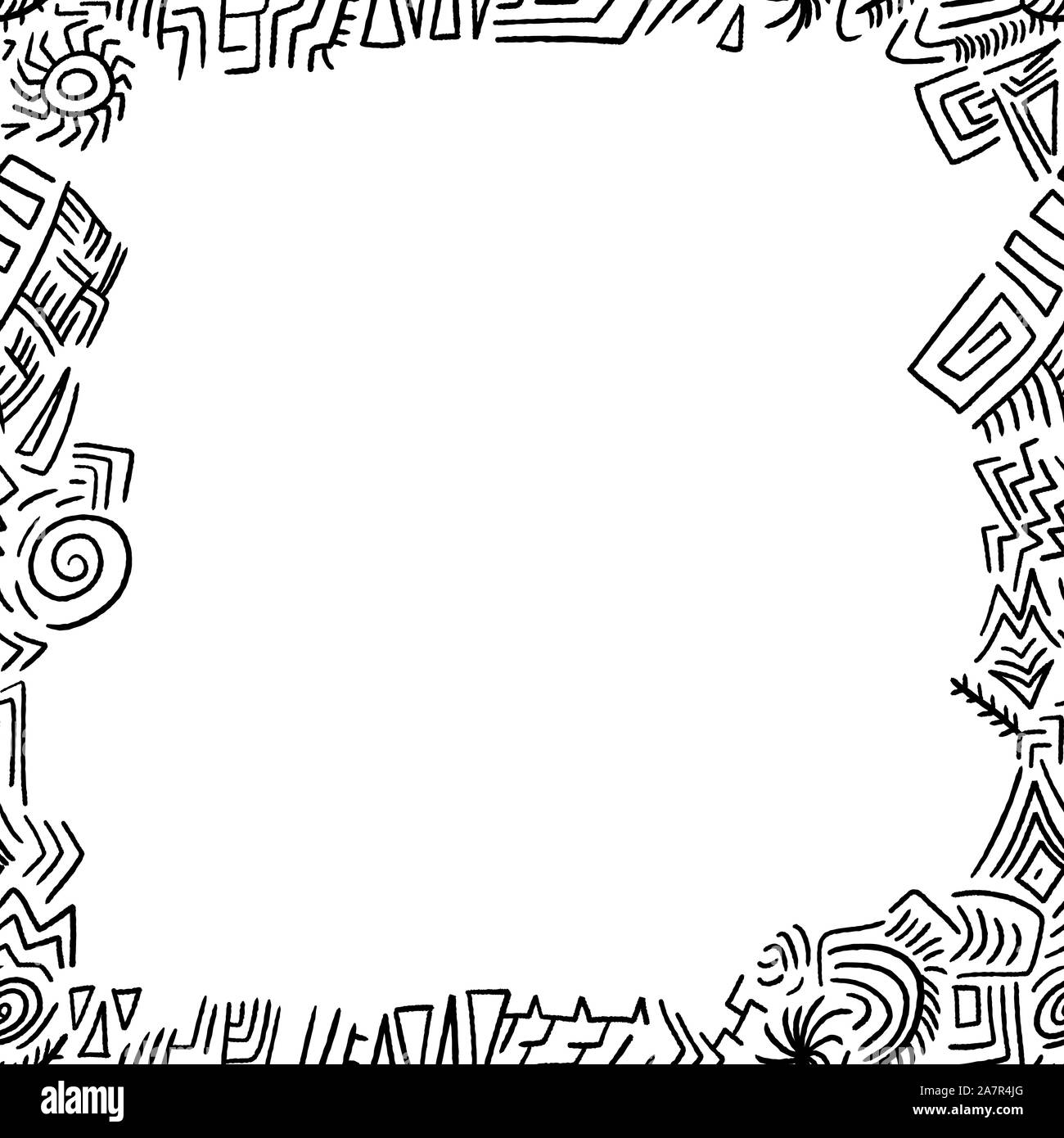 Doodle border frame - quirky tribal vector illustration Stock Vector ...