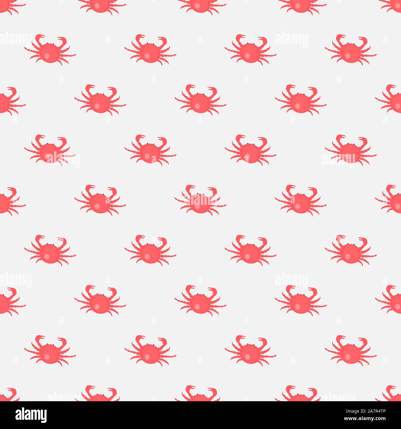 Seamless pattern with red crabs on white background. Vector ...