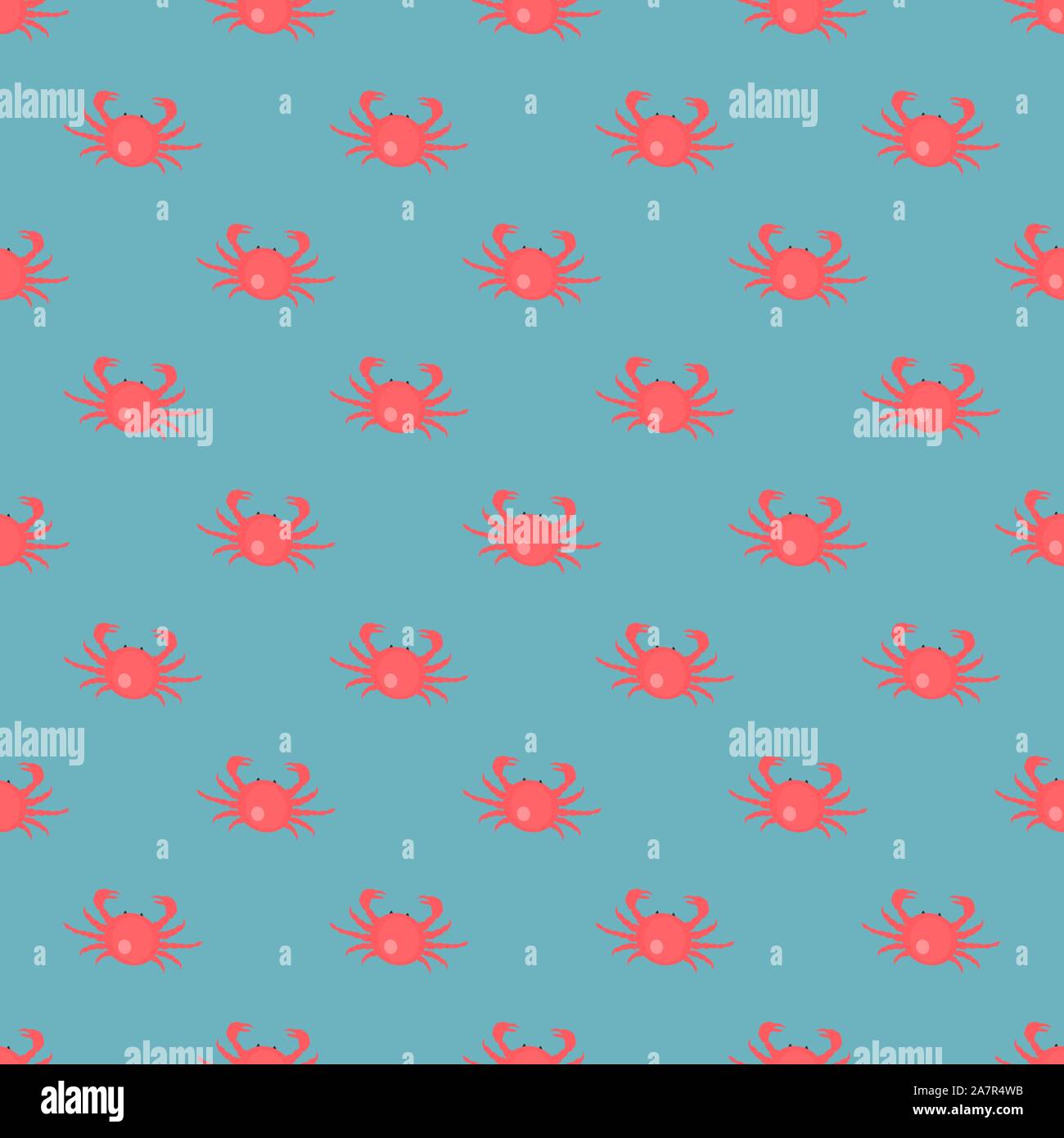 Seamless pattern with red crabs on white background. Vector ...