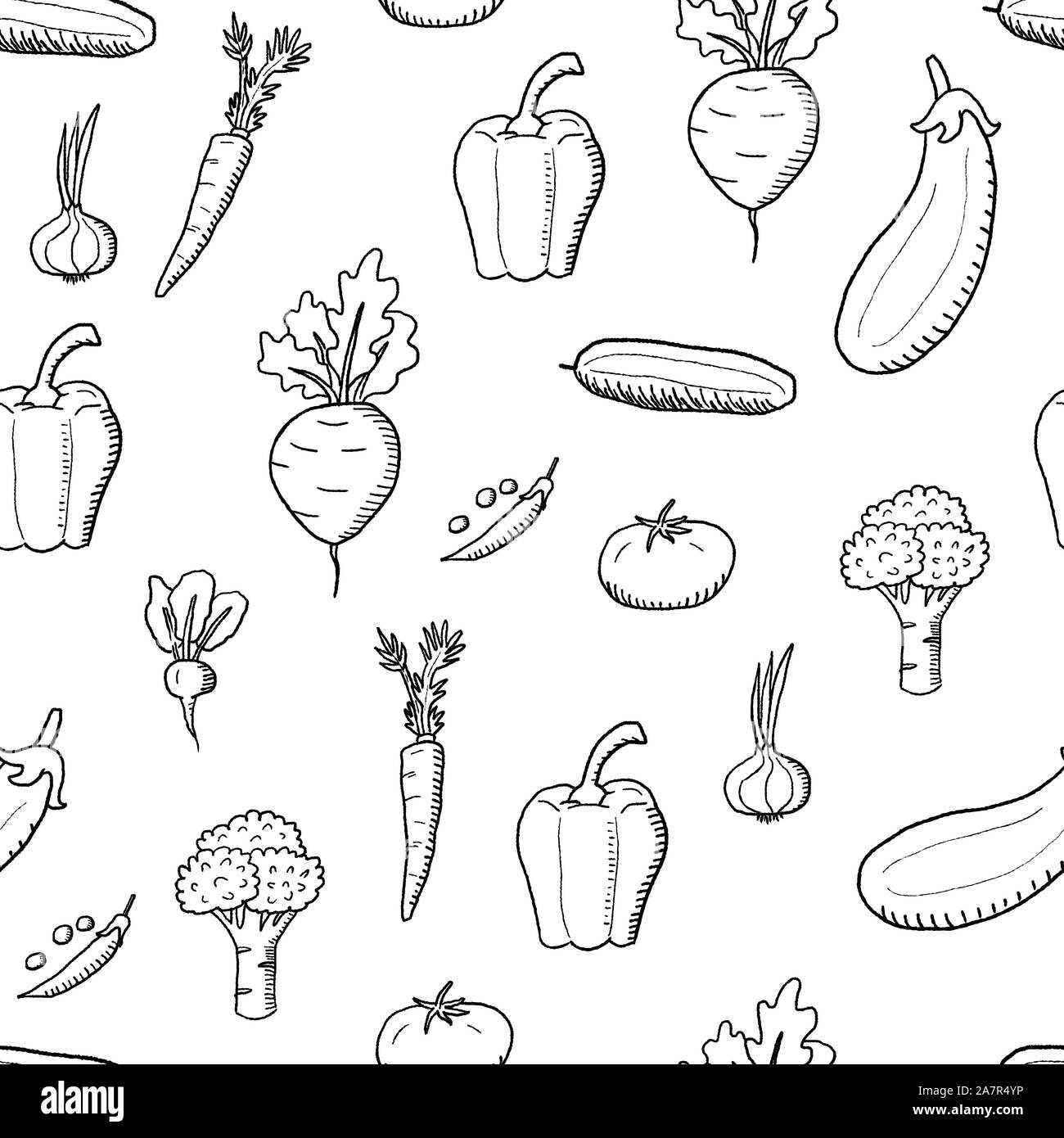 Vegetable vector. Doodle vegetables texture. Seamless fashion design ...