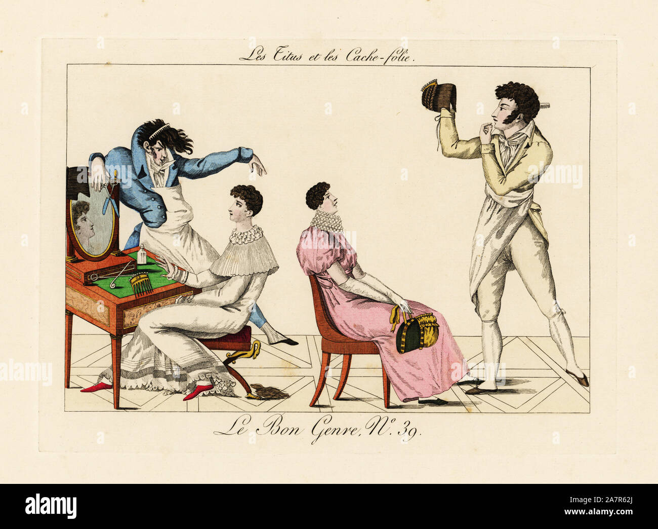 Two women at the hairdressers receiving the short haircut called the ...
