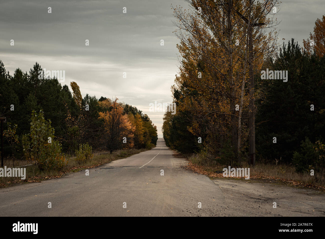 Empty streets in the Chernobyl exclusion zone near the ghost town of ...