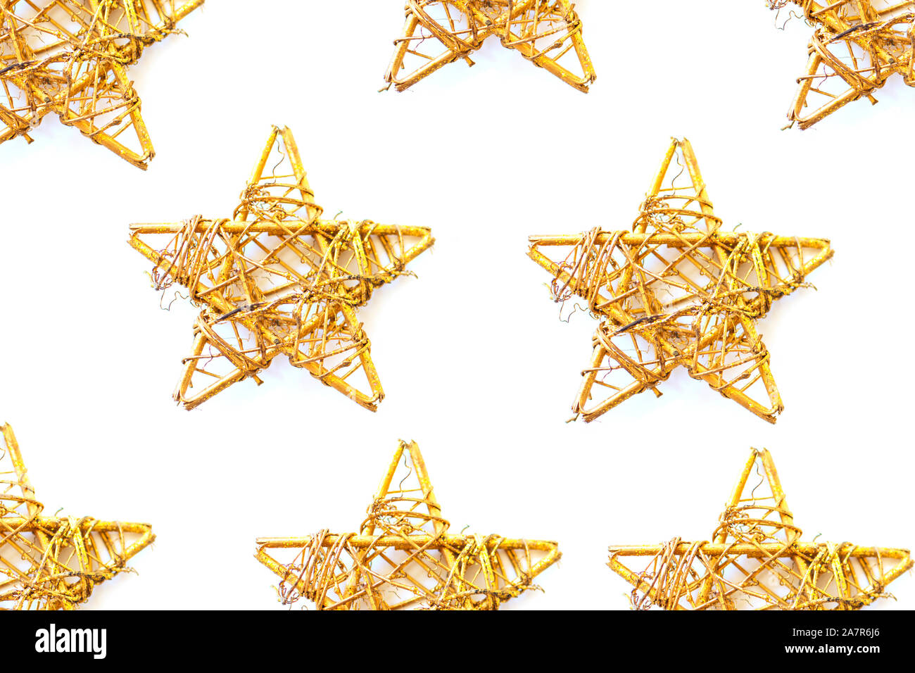 Christmas pattern. Golden decoration with multiple golden vintage stars ...