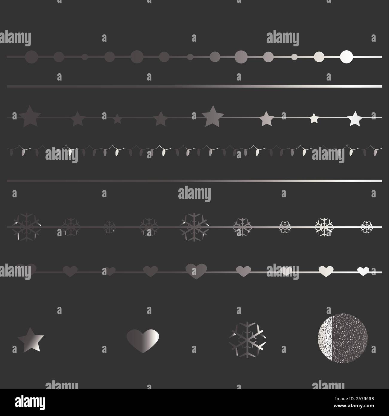 Set of silver elements for borders and cards. Golden Collection. Vector ...