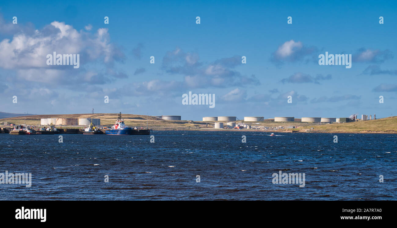 Sullom Voe Oil Terminal and Gas Plant in Shetland, UK - the plant ...