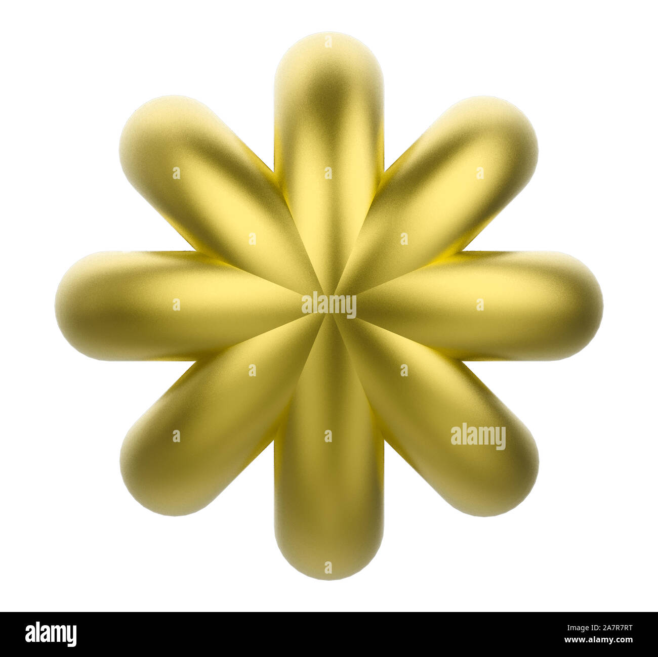 3d rendering. Gloden Six pointed star with clipping path isolated on ...