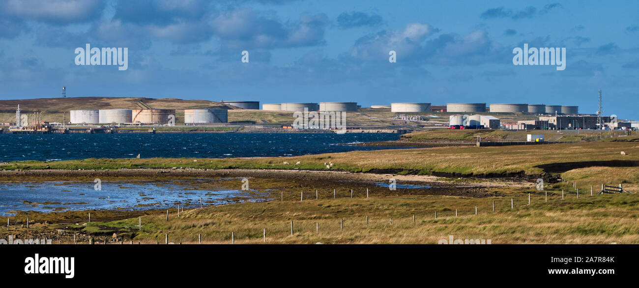 Sullom Voe Oil Terminal and Gas Plant in Shetland, UK - the plant ...