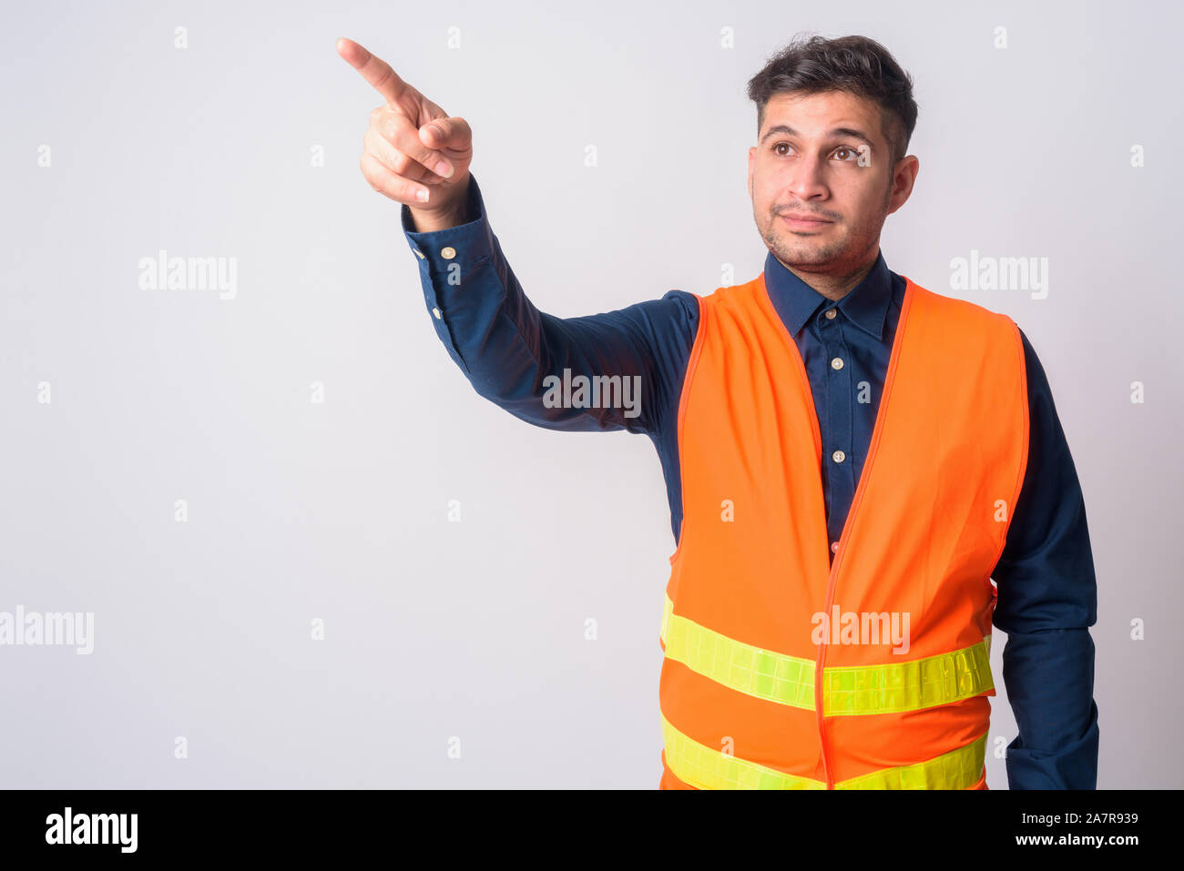 Construction worker pointing hi-res stock photography and images - Alamy