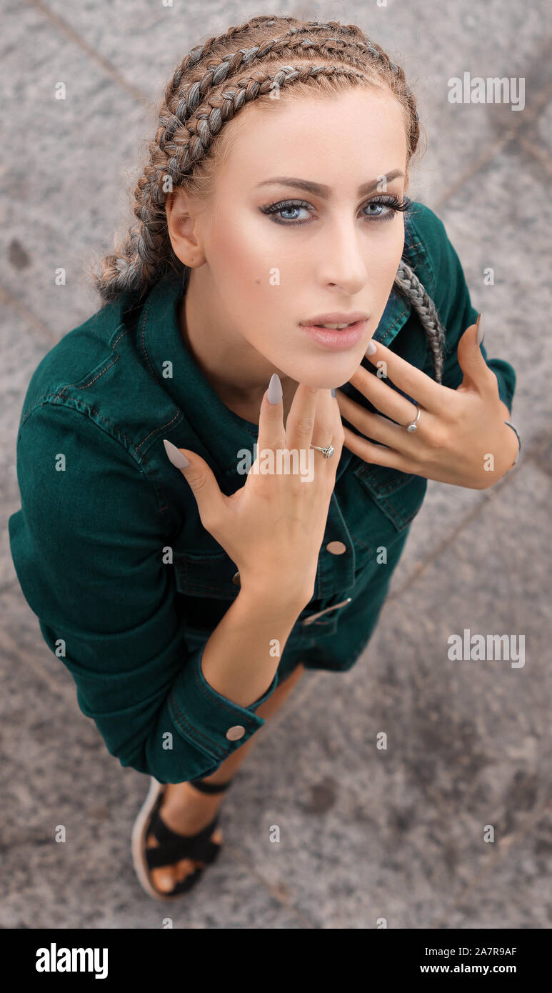 beautiful girl seen from above Stock Photo - Alamy