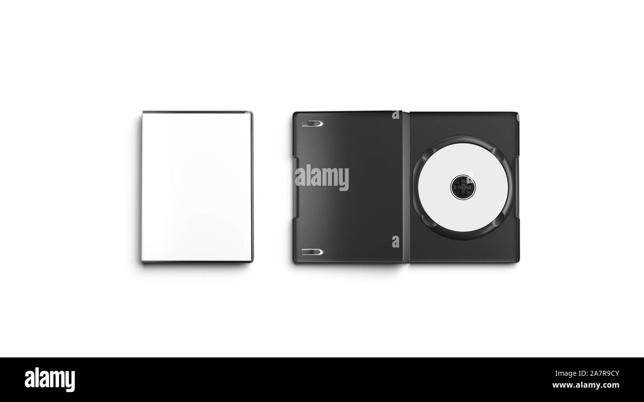 Blank white opened and closed dvd disk case mockup, top Stock Photo - Alamy