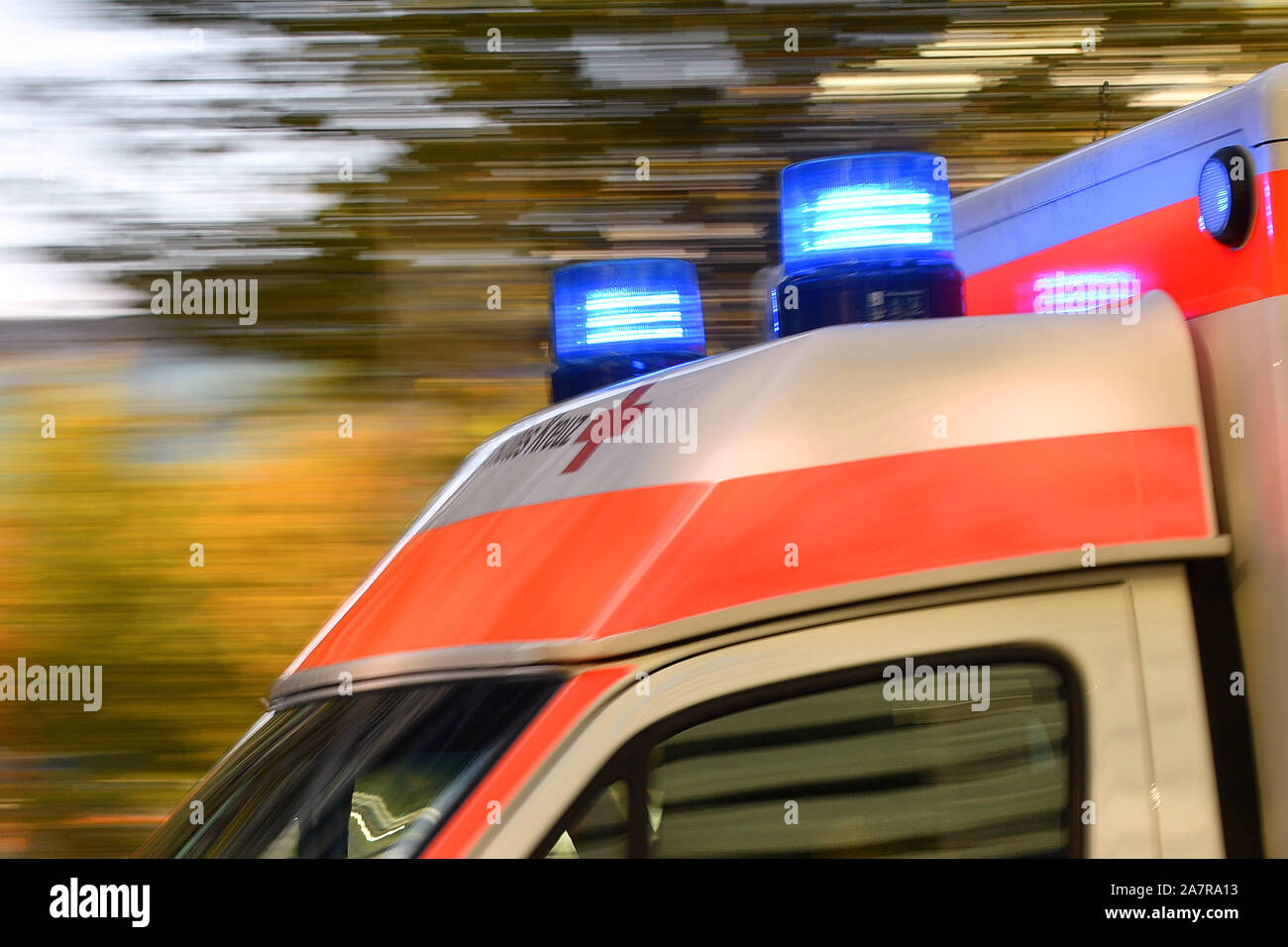 Topic, Feature: ambulance in action,, blue light, German Red Cross ...