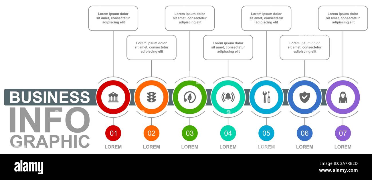 Infographic vector template for business presentation with 7 options ...