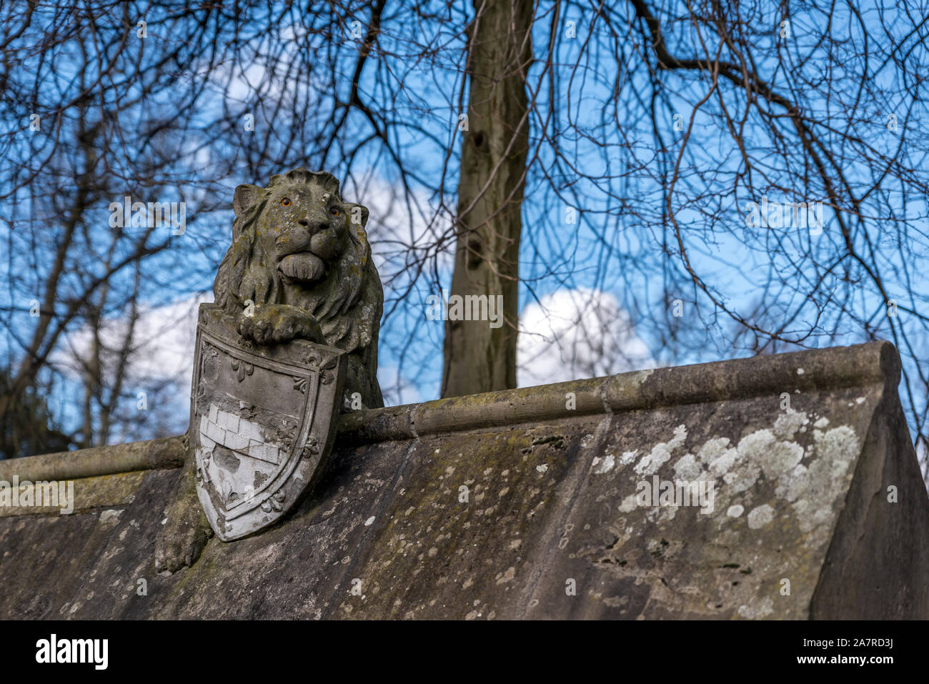Animal statue, on the walls of Cardiff castle, in Wales, UK Stock Photo ...