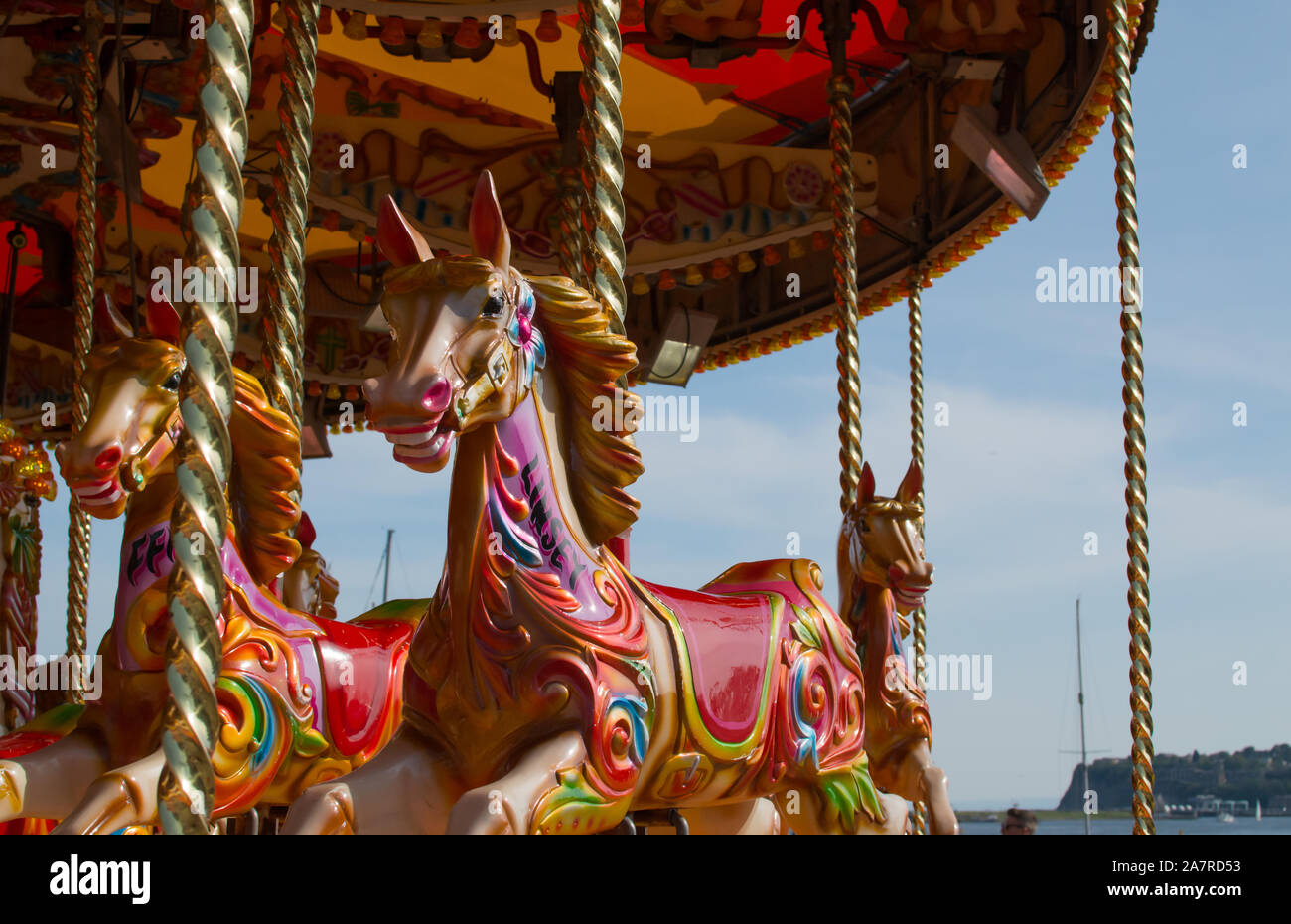 Colorful Carousel Horses Stock Photo - Alamy