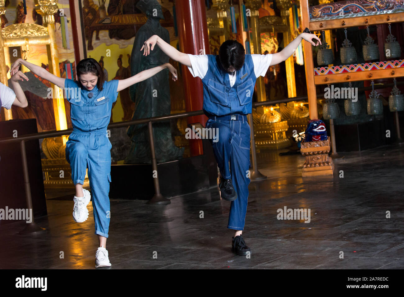 Singer and rapper Cai Xukun, right, of Chinese boy group Nine Percent ...