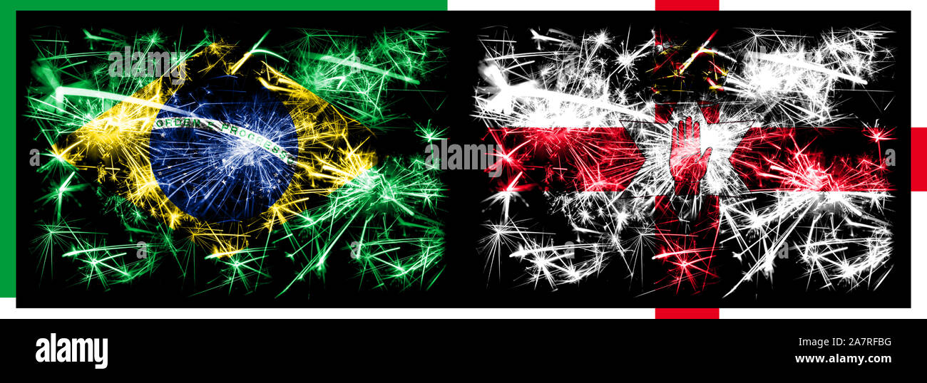 Brazil, Brazilian vs Northern Ireland New Year celebration sparkling ...