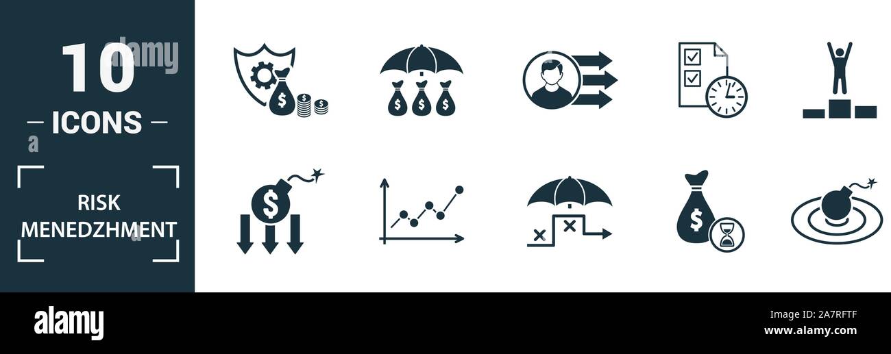 Risk Management icon set. Include creative elements risk management ...