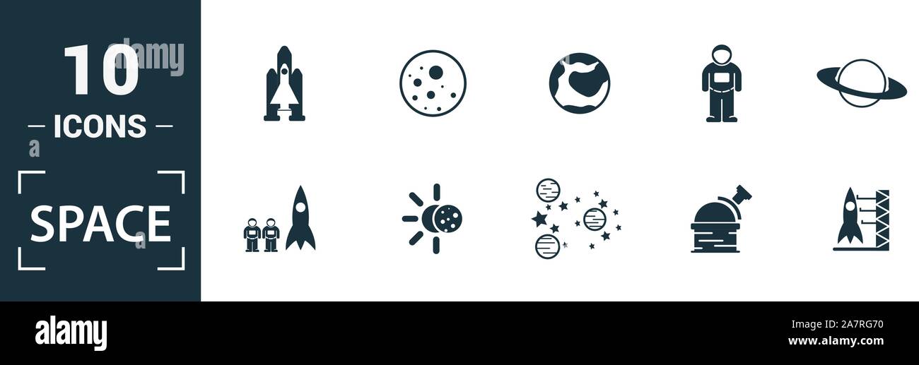 Space icon set. Include creative elements earth planet, stars ...