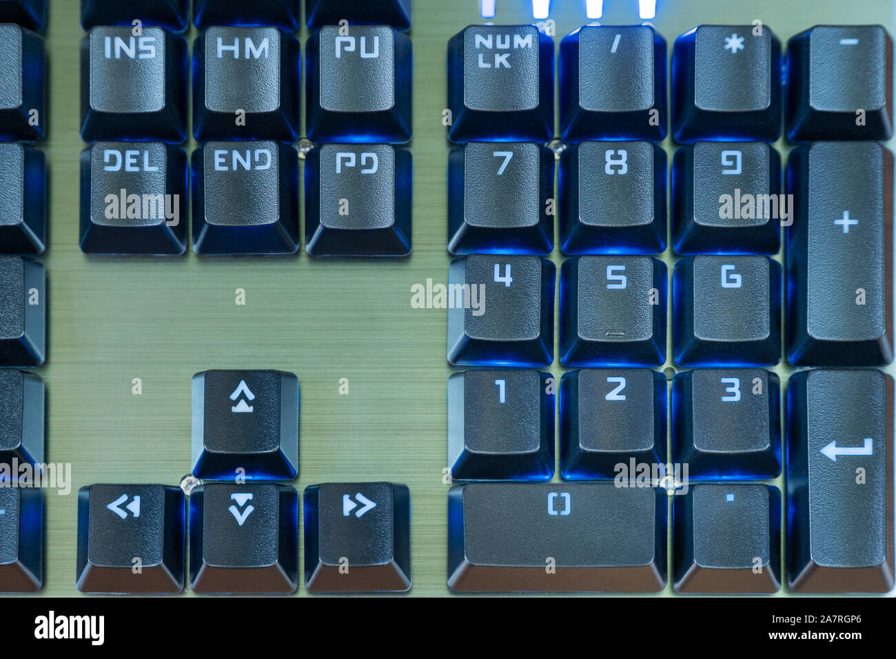 Numeric keypad black keyboard with blue backlight close-up Stock Photo ...