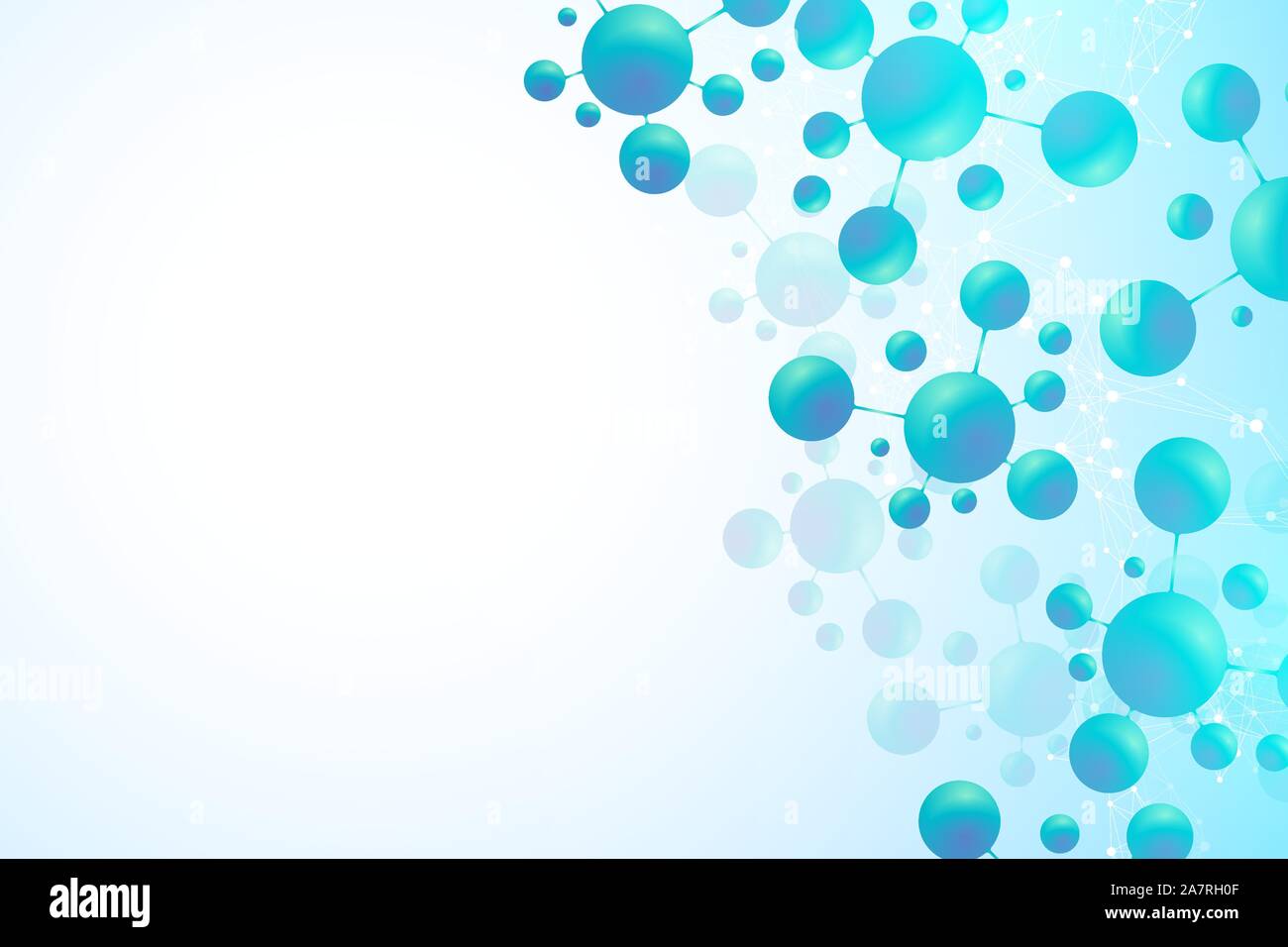 Abstract molecules background. DNA, Atoms. Molecular structure with ...